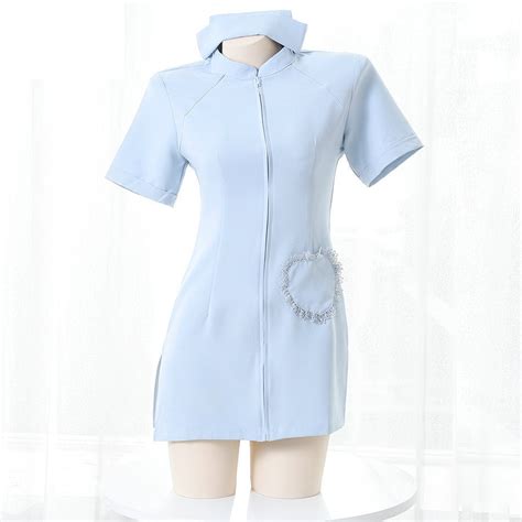 Slutty Pink Dress Women Nurse Costume Sexy Anime Cosplay Lingerie Le