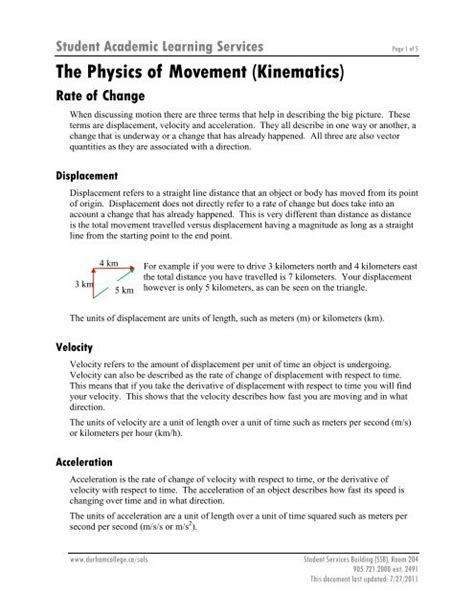 The Physics Of Movement Kinematics Durham College