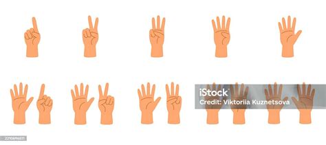 Human Hands Showing Numbers From One To Five Using Fingers In Different