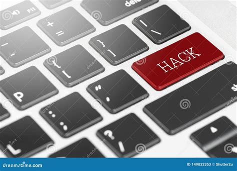 HACK Red Button Keyboard On Laptop Computer For Business And Technology Concept Stock Image