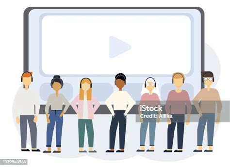 노트북 모니터와 헤드폰을 착용하는 사람들이 있는 온라인 교육 일러스트레이션 개념에 대한 스톡 벡터 아트 및 기타 이미지 개념 연수생 컴퓨터 Istock