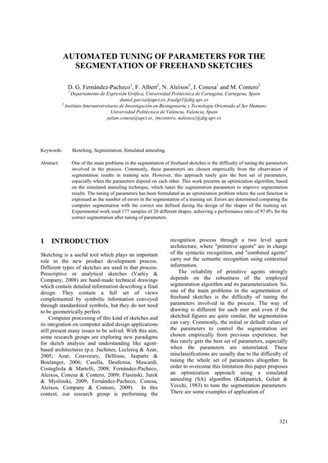 Pdf Automated Tuning Of Parameters For The Segmentation Of Freehand Sketches