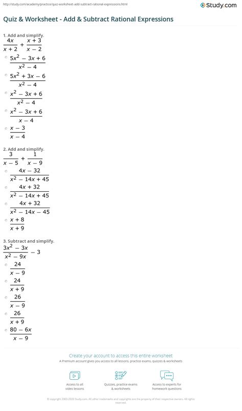 Adding Rational Expressions Worksheet Preschool Printable Sheet