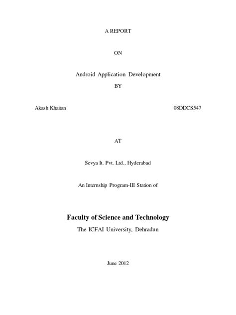 Android Application Report Pdf Virtual Machine Application Software