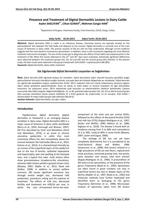 Pdf Presence And Treatment Of Digital Dermatitis Lesions In Dairy Cattle