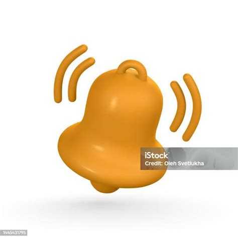 3d 알림 벨 귀여운 현실적인 노란색 울리는 종소리 벡터 그림 3차원 형태에 대한 스톡 벡터 아트 및 기타 이미지 3차원 형태 개념 개념과 주제 Istock