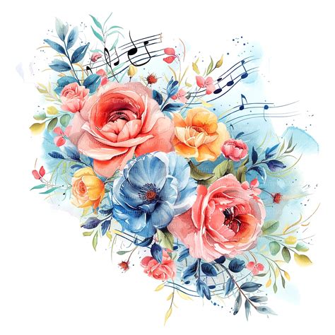 12 Floral Music Notes Clipart Music Clipart Printable Watercolor