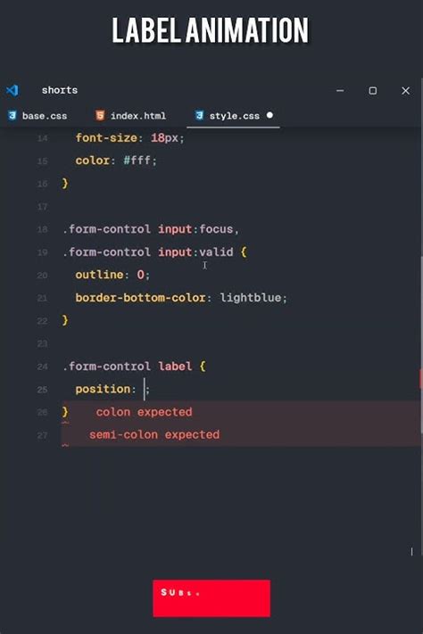 Css Input Label Animation Css Shorts Youtube