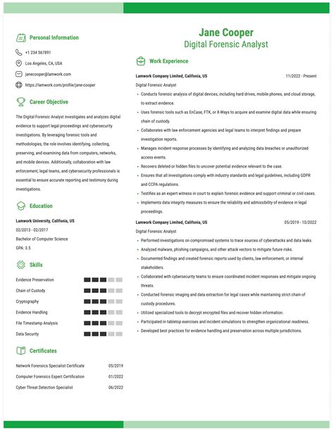 Digital Forensic Analyst Resume Example