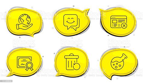 웹 스마일 얼굴 및 복구 휴지통 아이콘 세트를 거부합니다 화학 실험실 기호입니다 아니 인터넷 채팅 백업 파일 벡터 0명에 대한 스톡 벡터 아트 및 기타 이미지 Istock