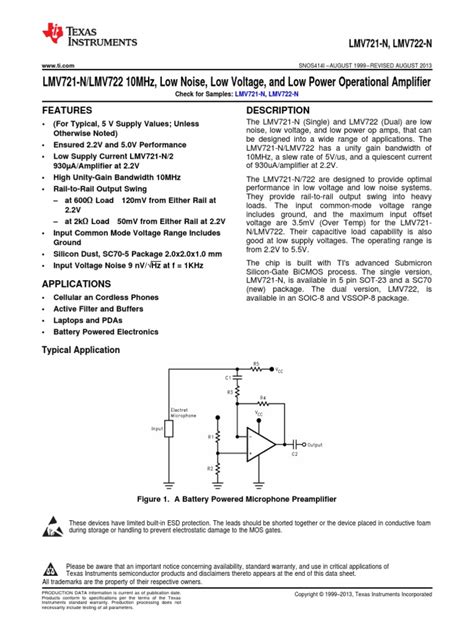 Data Sheet Pdf Amplifier Operational Amplifier