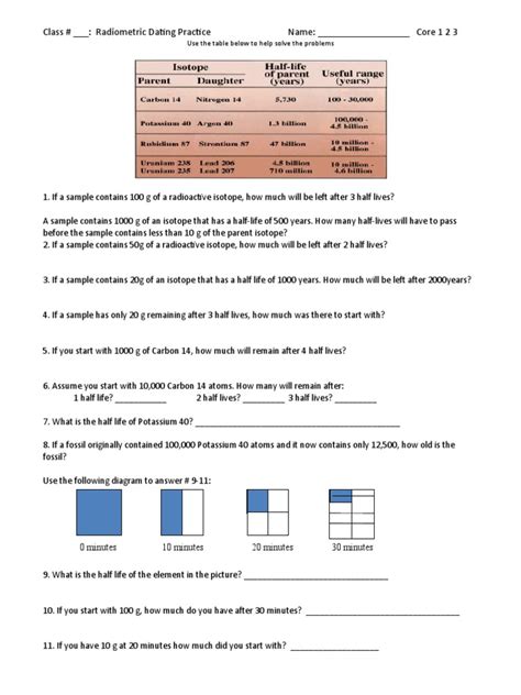 Class Radiometric Dating Practice Name Core 1 2 3 Pdf Worksheets Library