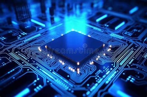 Modern Processor In A Blue Chip Board Generative Ai Stock Illustration Illustration Of System