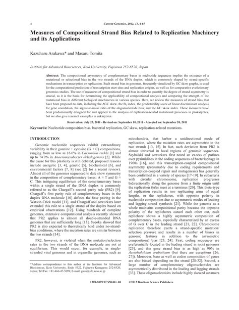 Pdf Measures Of Compositional Strand Bias Related To Replication