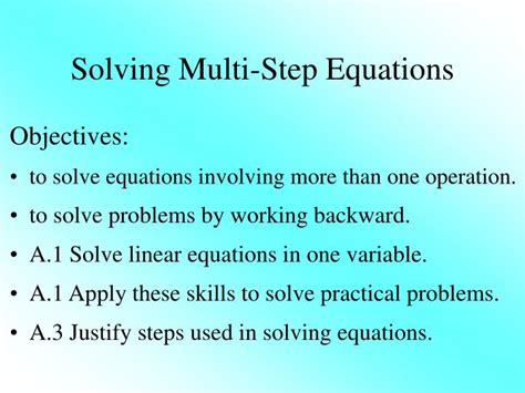 PPT Solving Multi Step Equations PowerPoint Presentation Free Download ID