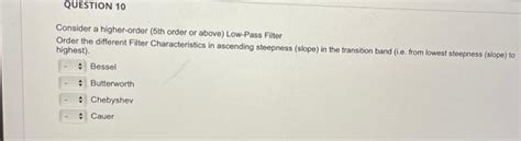 Solved Consider A Higher Order Th Order Or Above Low Pass Chegg Com