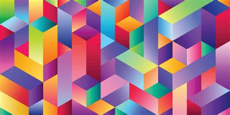Colorful Isometric Cube Background Template Copy Space Geometric 3d Backdrop Design