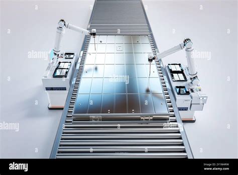 Automation Battery Manufacturing With 3d Rendering Li Ion Or Rechargeable Battery Produced By