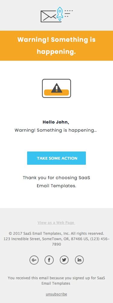 Warning Message Responsive Html Email Template