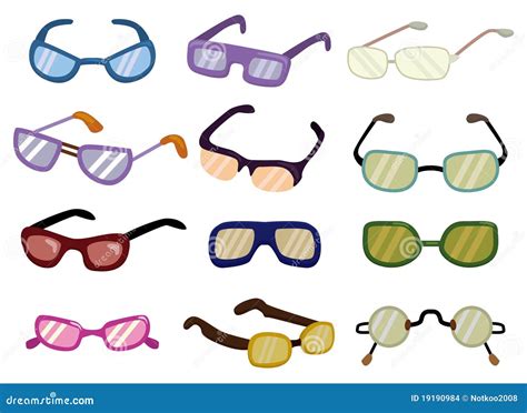 Set Of Cartoon Glasses A Collection Of Sunglasses Illustration On