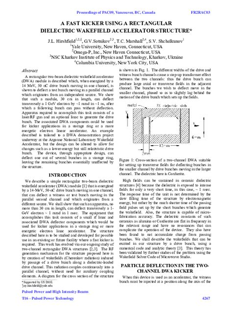 Pdf A Fast Kicker Using A Rectangular Dielectric Wakefield Accelerator Structure