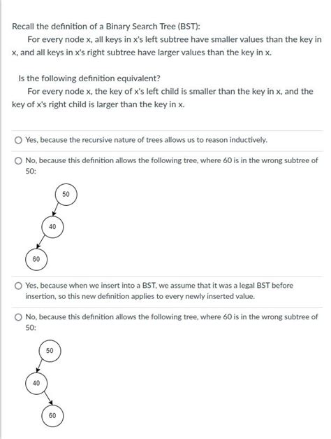 Solved Recall The Definition Of A Binary Search Tree Bst