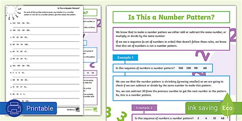 Is This A Number Pattern Activity Sheet Teacher Made