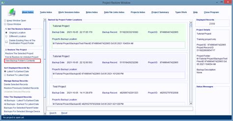 Restore A Backed Up Project Folder