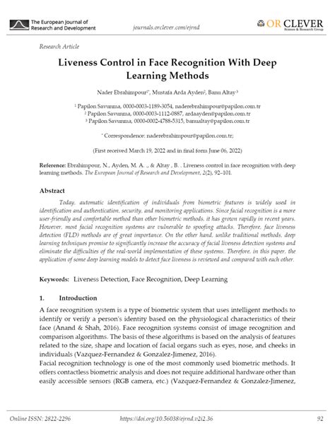 Pdf Liveness Control In Face Recognition With Deep Learning Methods