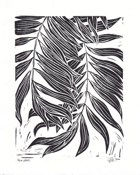 Palm Leaves Block Print 8 X 10 Etsy