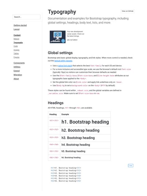 Typography Bootstrap V46 Pdf Html Html Element