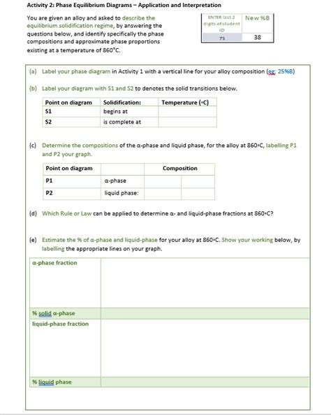 Solved B Activity 1 Phase Equilibrium Diagrams Binary