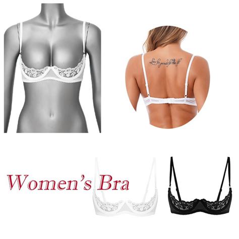 Women Sexy Half Cup Bras Open Nipple Lingerie Bra Top Sheer Floral Lace