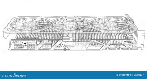 Gpu Card Outline Vector Stock Vector Illustration Of Future