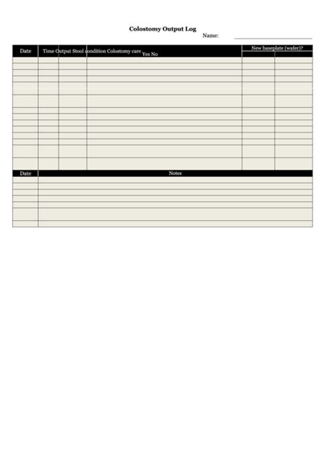 Colostomy Output Log Printable Pdf Download