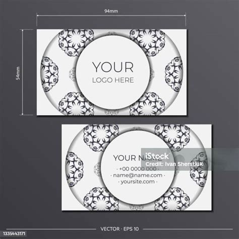 빈티지 패턴이 있는 흰색의 인쇄 디자인 명함을 위한 템플릿 고급 장식 벡터 명함 준비 0명에 대한 스톡 벡터 아트 및 기타 이미지 0명 공란 금색 Istock
