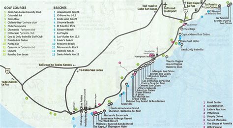 Cabo San Lucas Resort Map Destino Magazine Baja 101 Map Cabo San