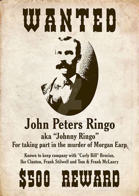 Johnny Ringo Wanted Poster By Kingcoaster On Deviantart