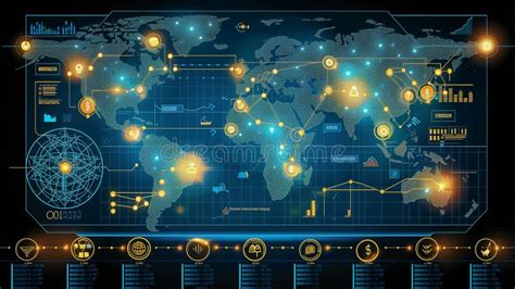 Futuristic Global Network Data Visualization Interface Stock