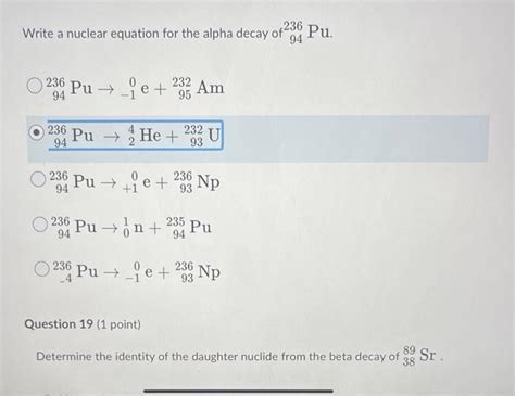 Solved Write A Nuclear Equation For The Alpha Decay Of Chegg Com