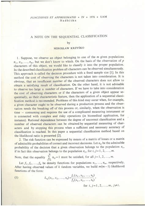 pdf a note on the sequential classification