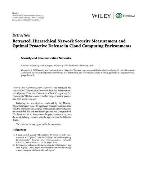 Pdf Retracted Hierarchical Network Security Measurement And Optimal