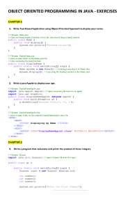 Object Oriented Programming In Java Excercises Docsity