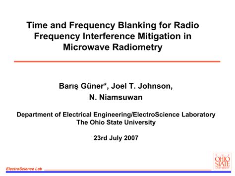 PDF Time And Frequency Blanking For Radio Frequency Interference Mitigation In Microwave