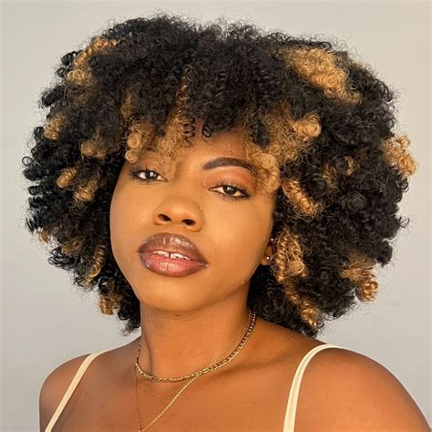 Toyotress Short Afro Kinky Curly Wigs 12 Inch Shoulder Length Ombre Black Mix Blonde Curly