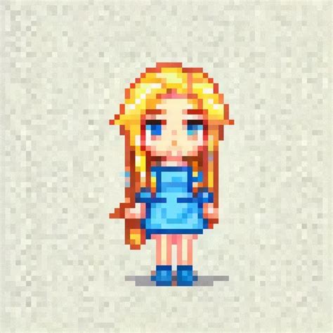 32x32 Pixel Art Girl Long Blonde Hair Minimalist Free Ai Art Generator