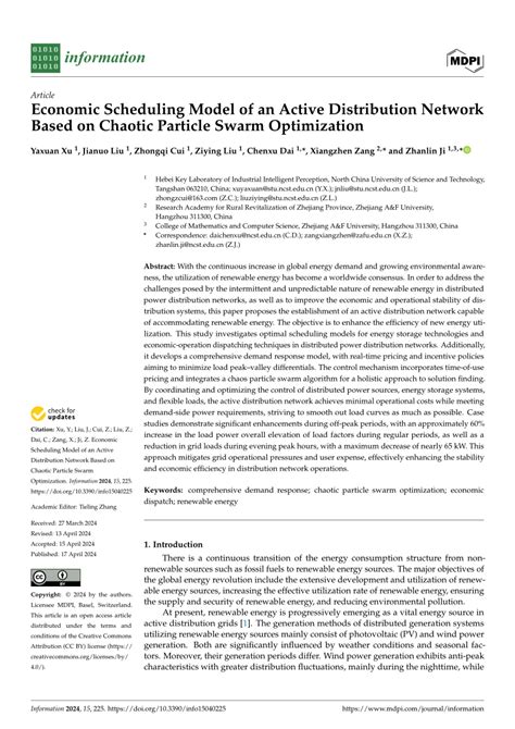 Pdf Economic Scheduling Model Of An Active Distribution Network Based On Chaotic Particle