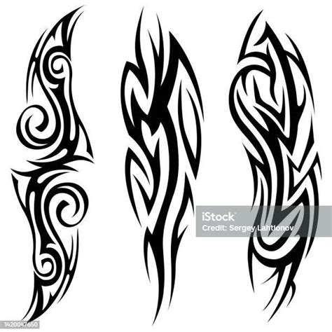 벡터 부족 문신 실루엣 그림 격리된 추상 요소 집합입니다 검은색에 대한 스톡 벡터 아트 및 기타 이미지 검은색 곡선 단순함 Istock