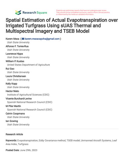 pdf spatial estimation of actual evapotranspiration over irrigated