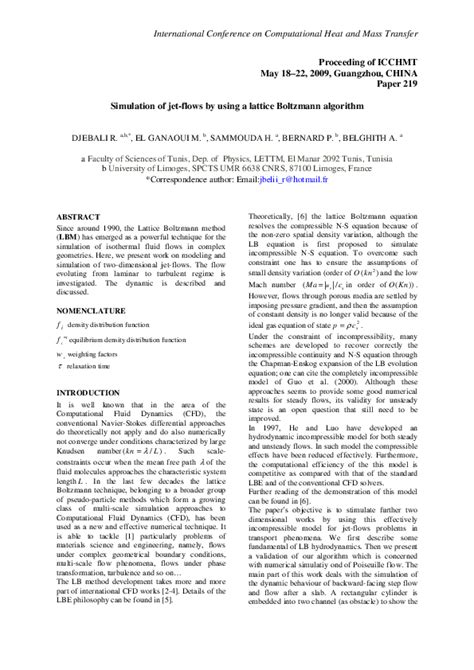 Pdf Simulation Of Jet Flows By Using A Lattice Boltzmann Algorithm